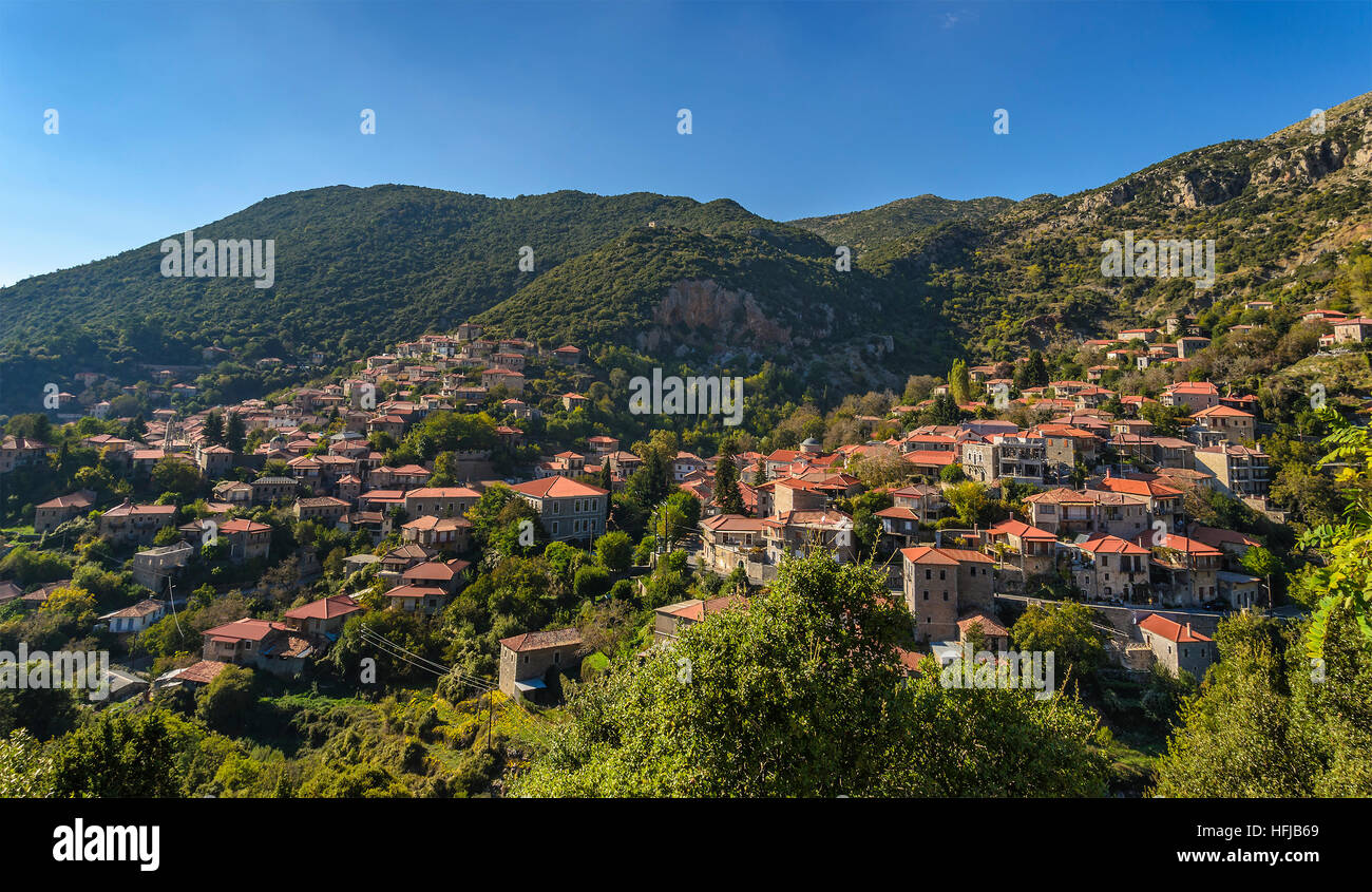 The famous Stemnitsa village located in Arcadia Peloponnese, Greece ...