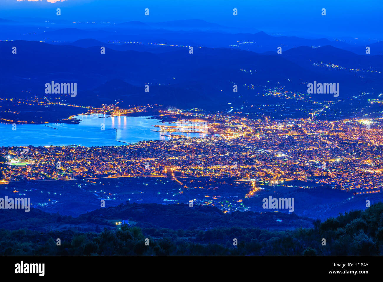 Aerial view of Volos city, the capital of the Magnesia regional unit ...