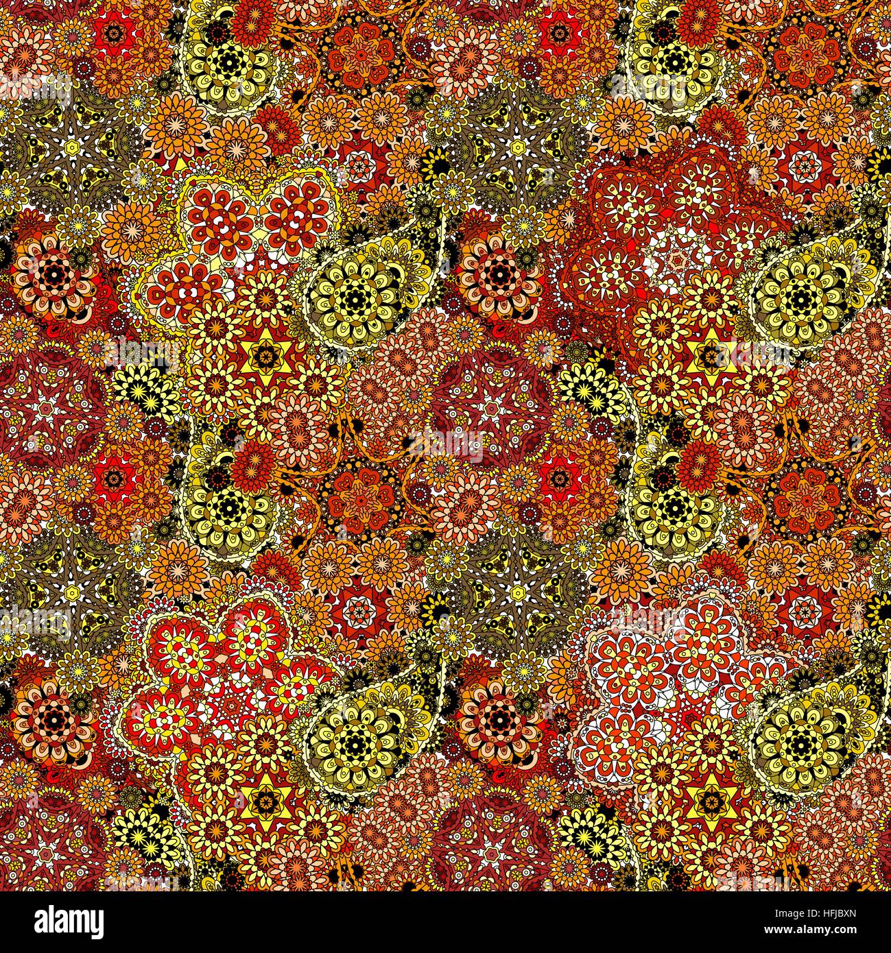 Seamless pattern based on traditional Asian elements Paisley. Colorful ...