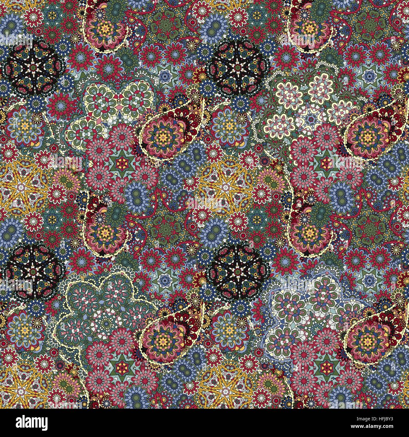 Seamless pattern based on traditional Asian elements Paisley. Colorful ...
