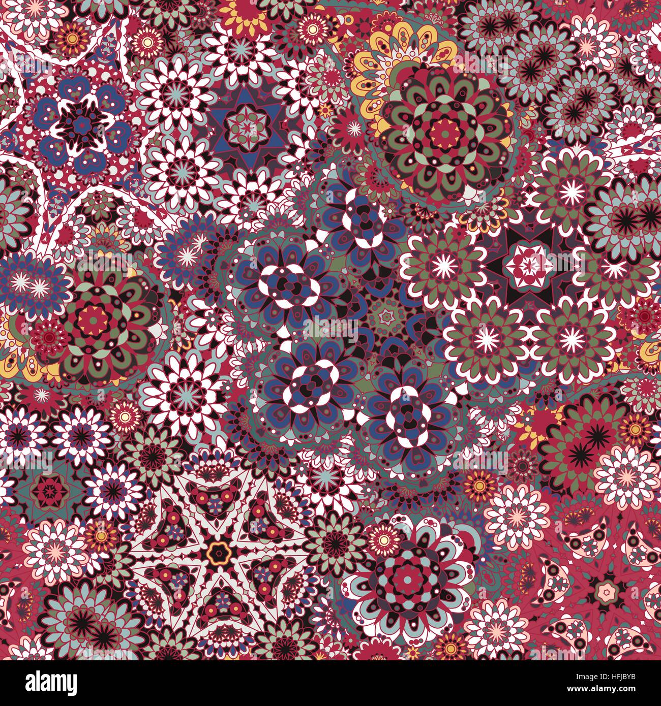 Seamless asian ethnic floral retro doodle violet lilac vinous ...