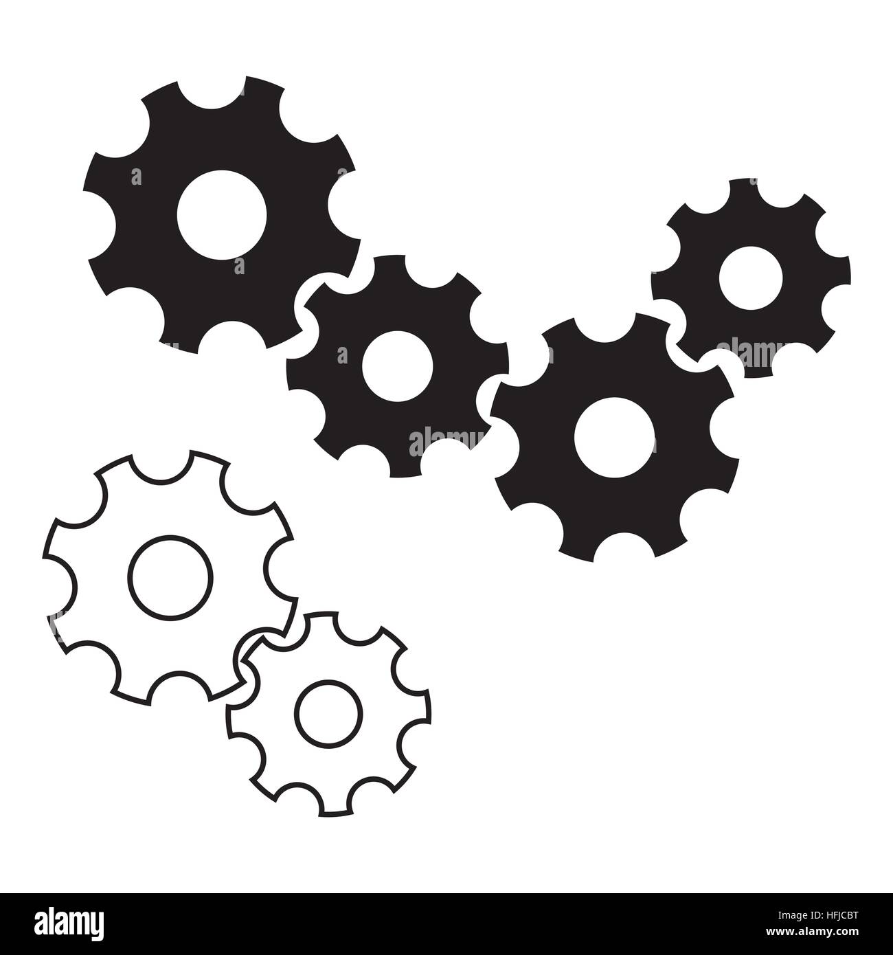 Vector clock gears black icons Stock Vector Images - Alamy