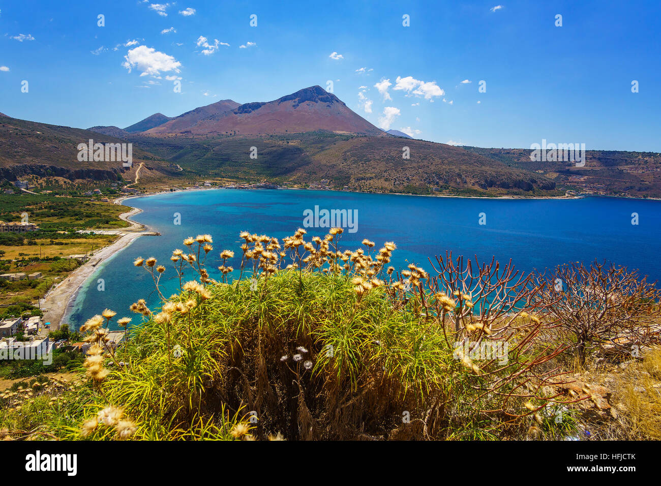 Majestic view from coastal villages of Mani following the local road to ...