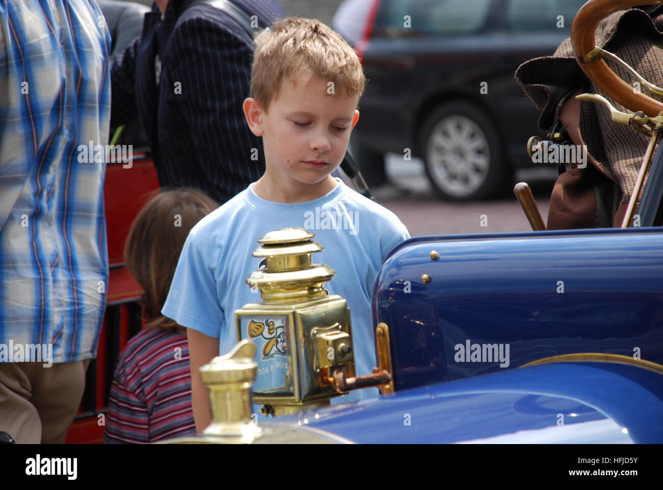 Boy and car Stock Photo - Alamy