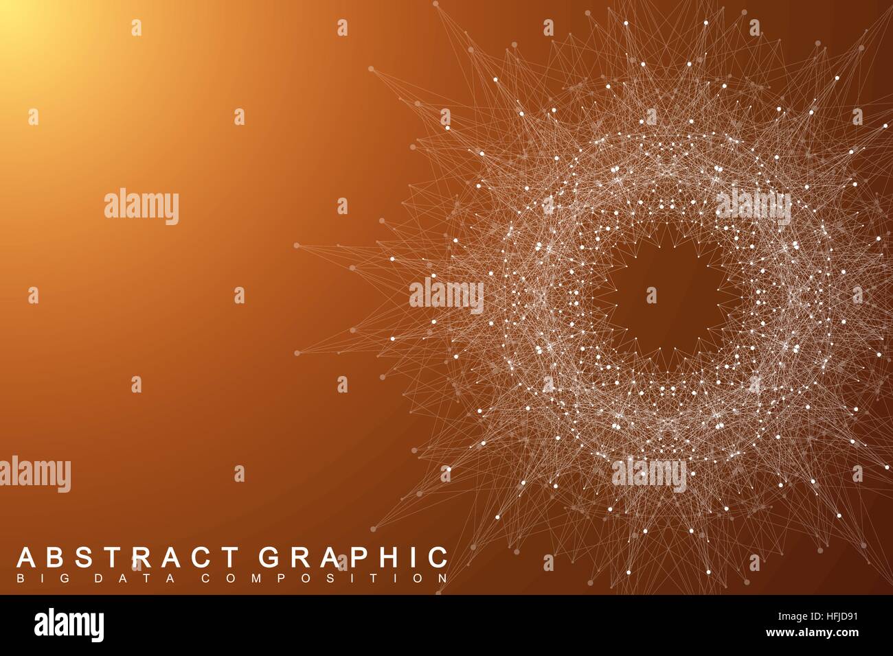 Fractal element with connected lines and dots. Big data complex. Virtual background ...