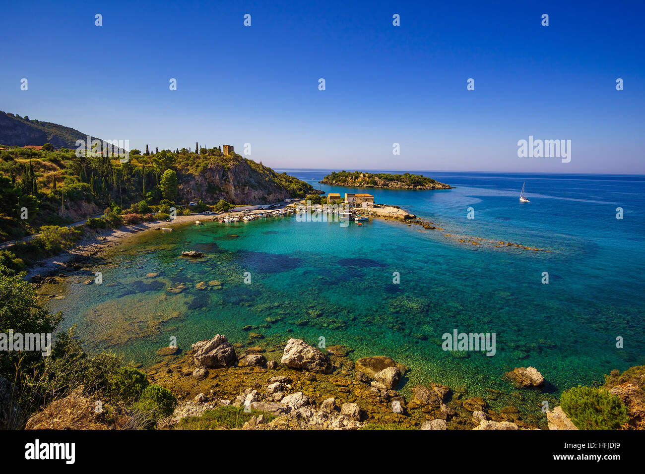 The picturesque port of the famous Kardamyli town. It is a coastal town ...