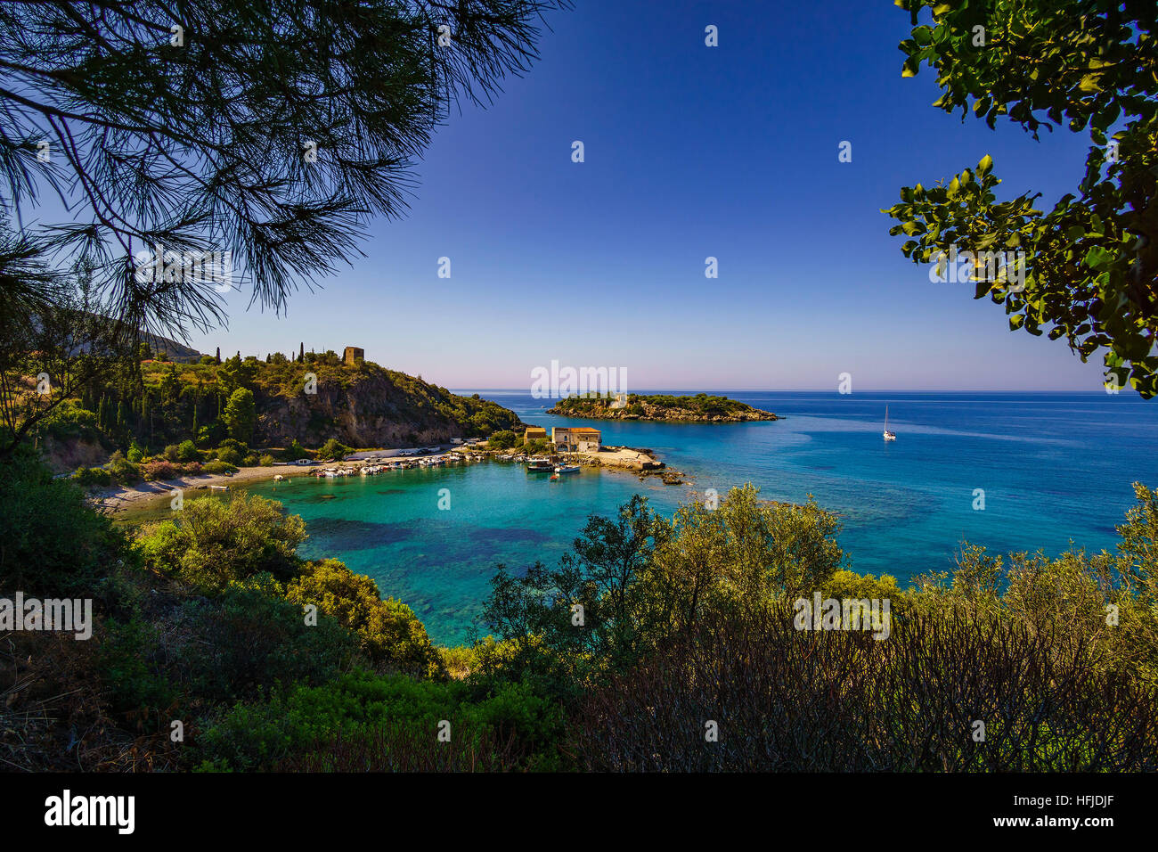 The picturesque port of the famous Kardamyli town. It is a coastal town ...