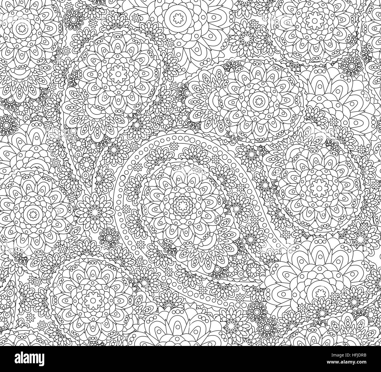 Pattern for coloring book. Ethnic, floral, retro, doodle, vector ...