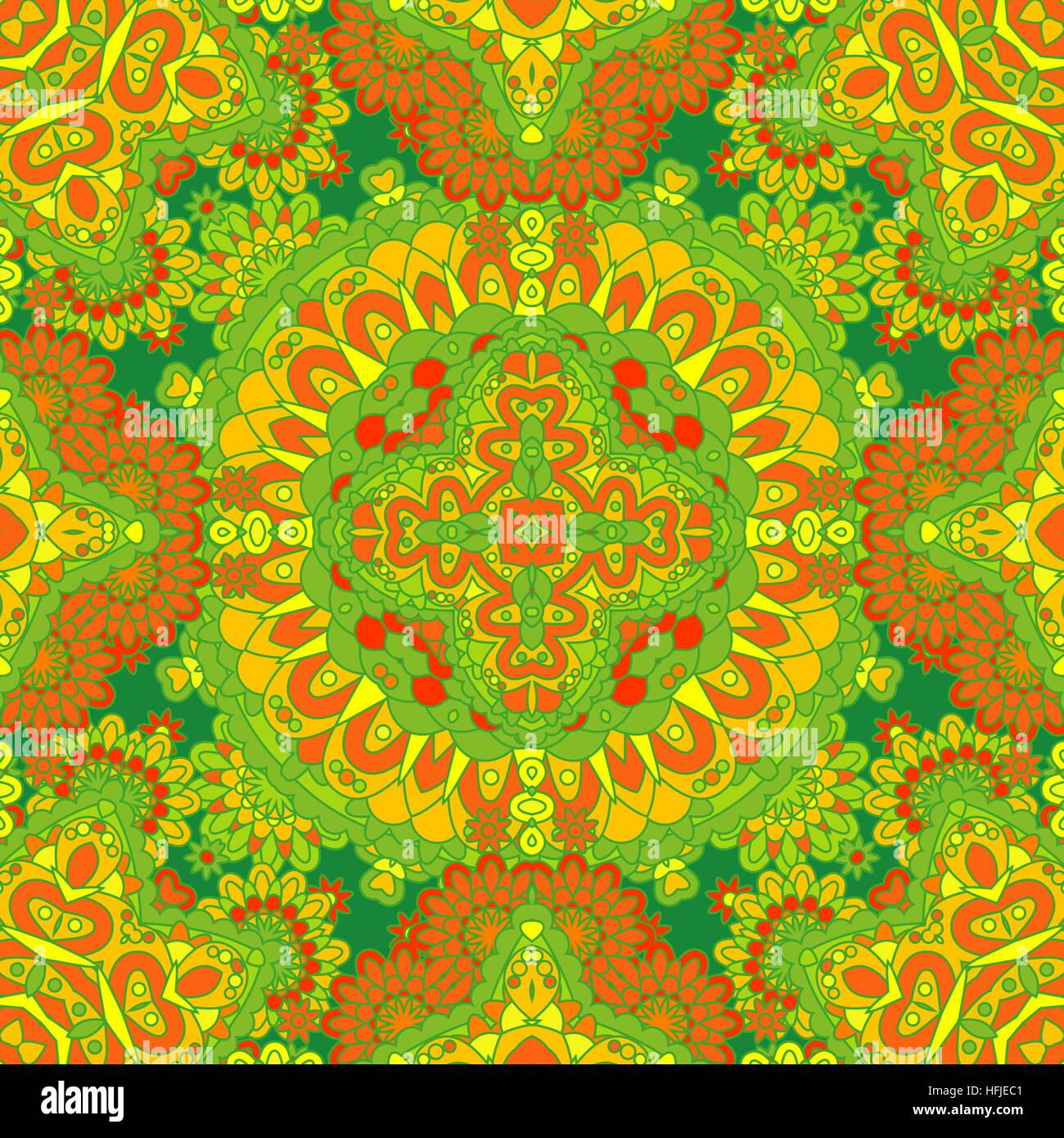 Colorful lace pattern with ornate elements. Yellow green abstract ...