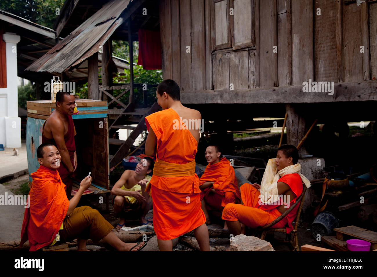 Laos laughing monks hi-res stock photography and images - Alamy