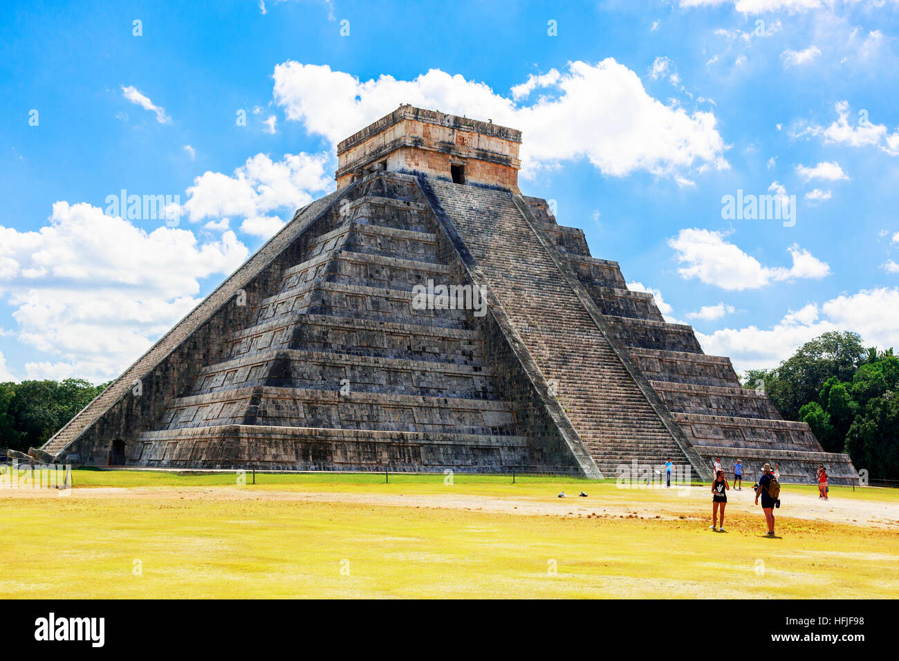 Central structure of Castillo, in the ancient Mayan temple of Chichen ...
