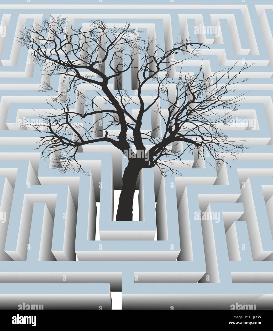 Tree in the labyrinth Stock Photo - Alamy