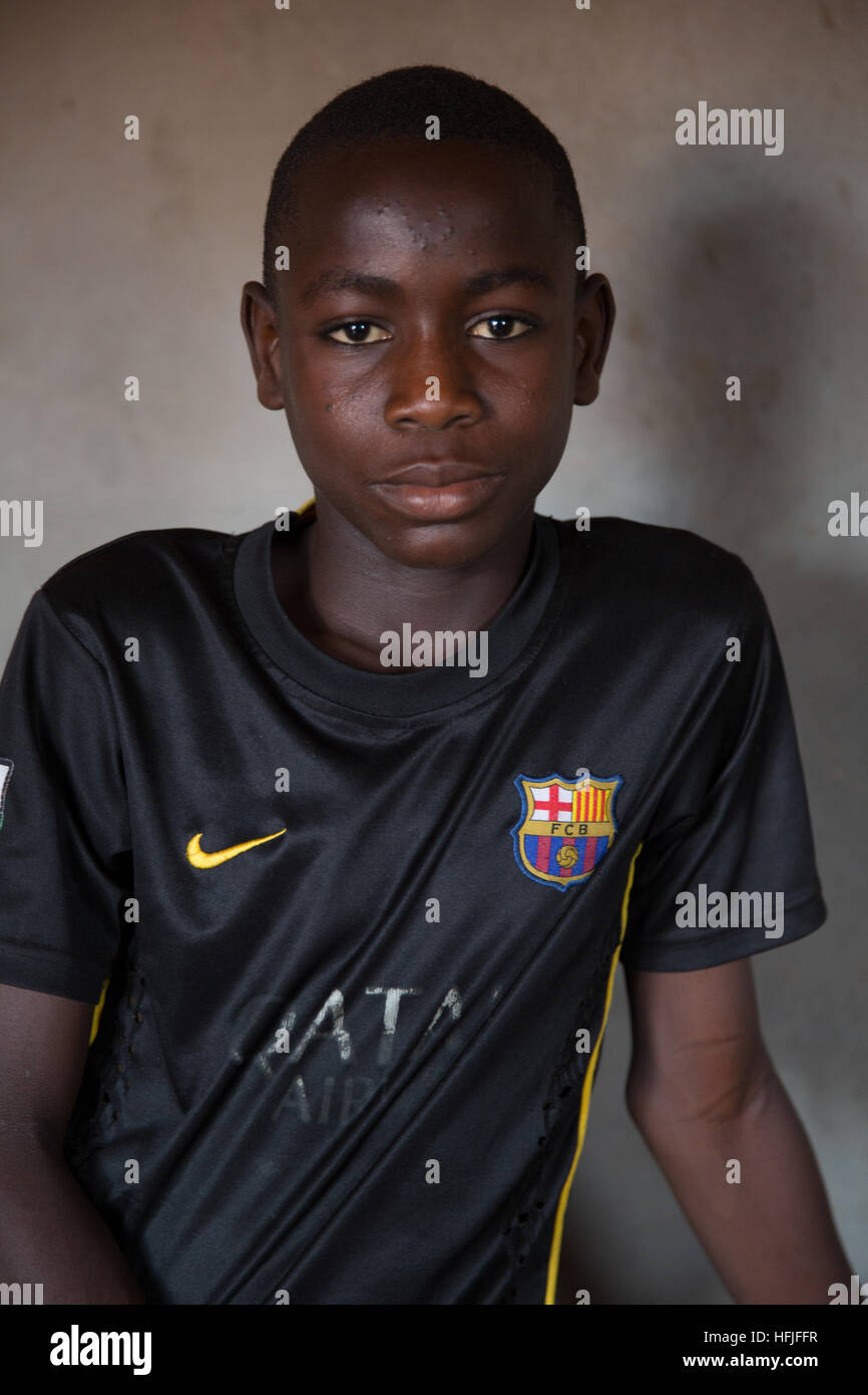Koumban village, Guinea, 2nd May 2015; One of Chicken breeder Sékou ...