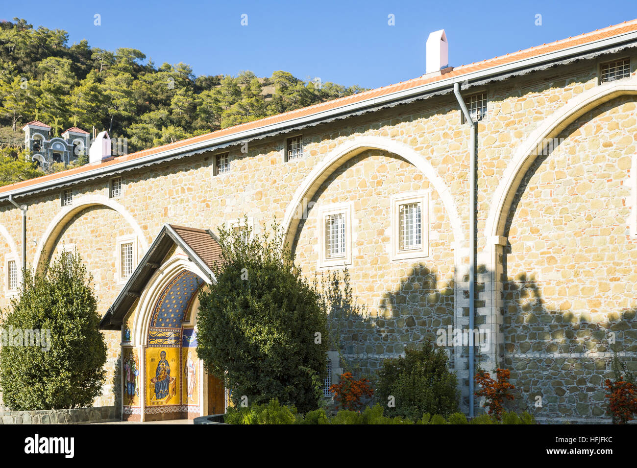 Greece, Cyprus, the entry portal of the Kykkos monastery Stock Photo ...