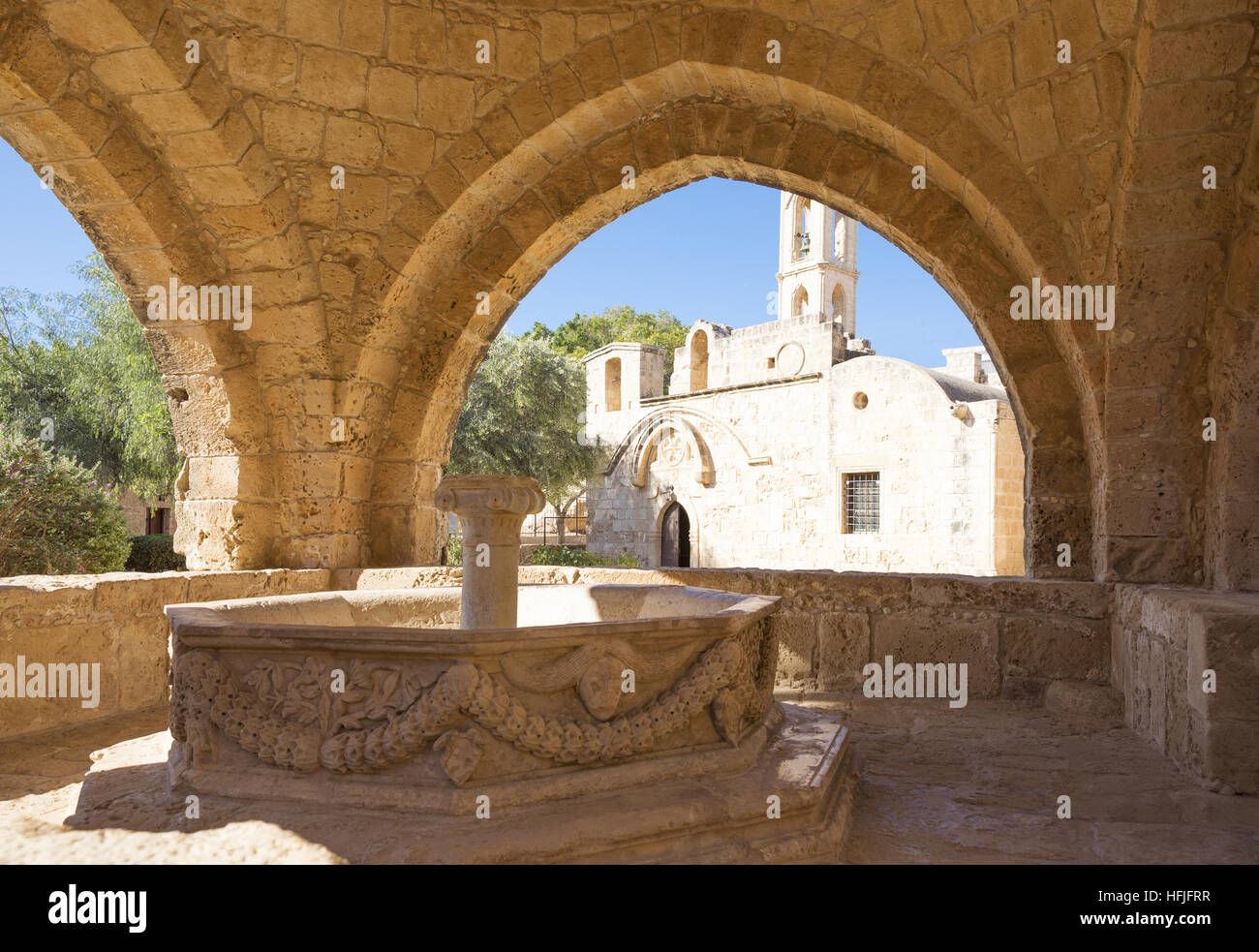 Greece, Cyprus, Aya Napa, the fountain in the courtyard of the ...