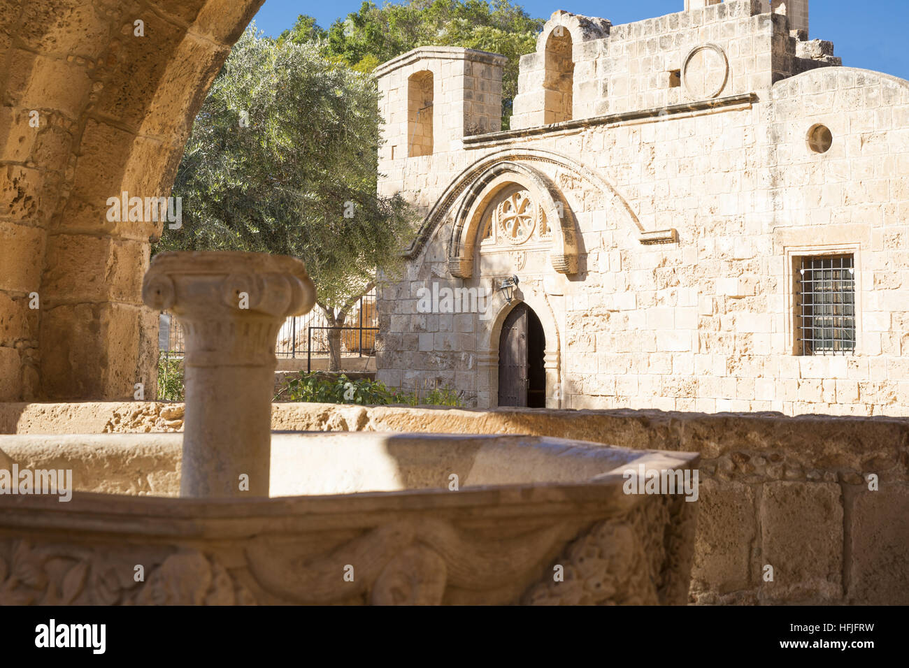 Greece, Cyprus, Aya Napa, the fountain in the courtyard of the ...