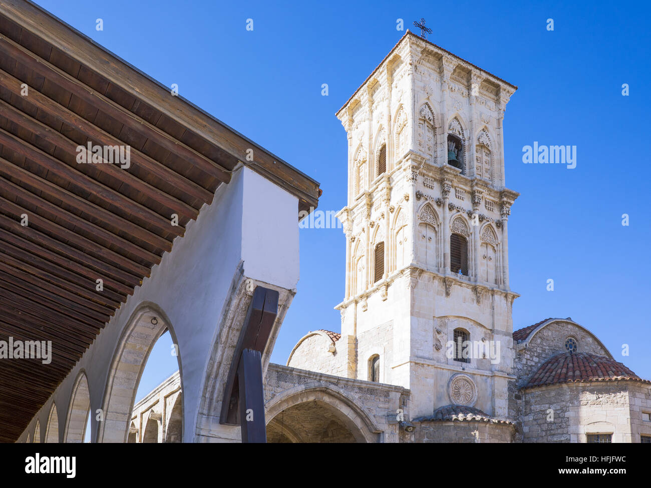 Greece, Cyprus, Larnaka, the St. Lazarus church bell tower and porch ...