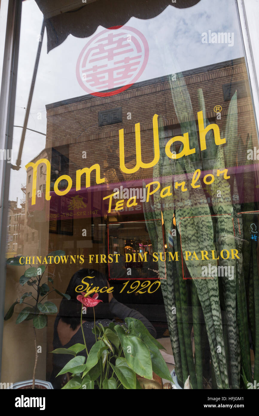 Nom Wah Tea and Dim Sum Parlor Restaurant Window, Chinatown, New York ...