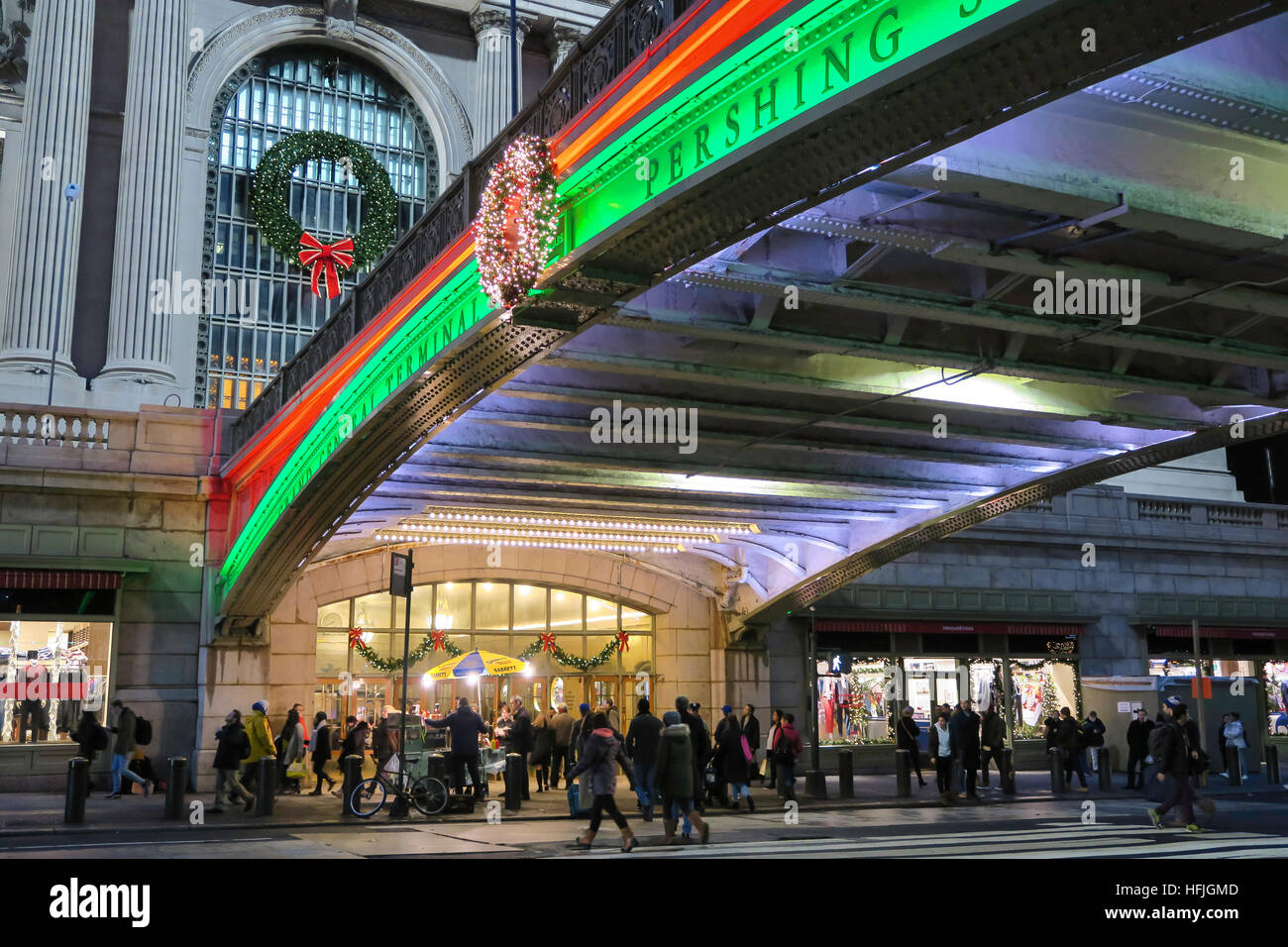 Pershing Square Holiday Lights in New York City, USA Stock Photo - Alamy