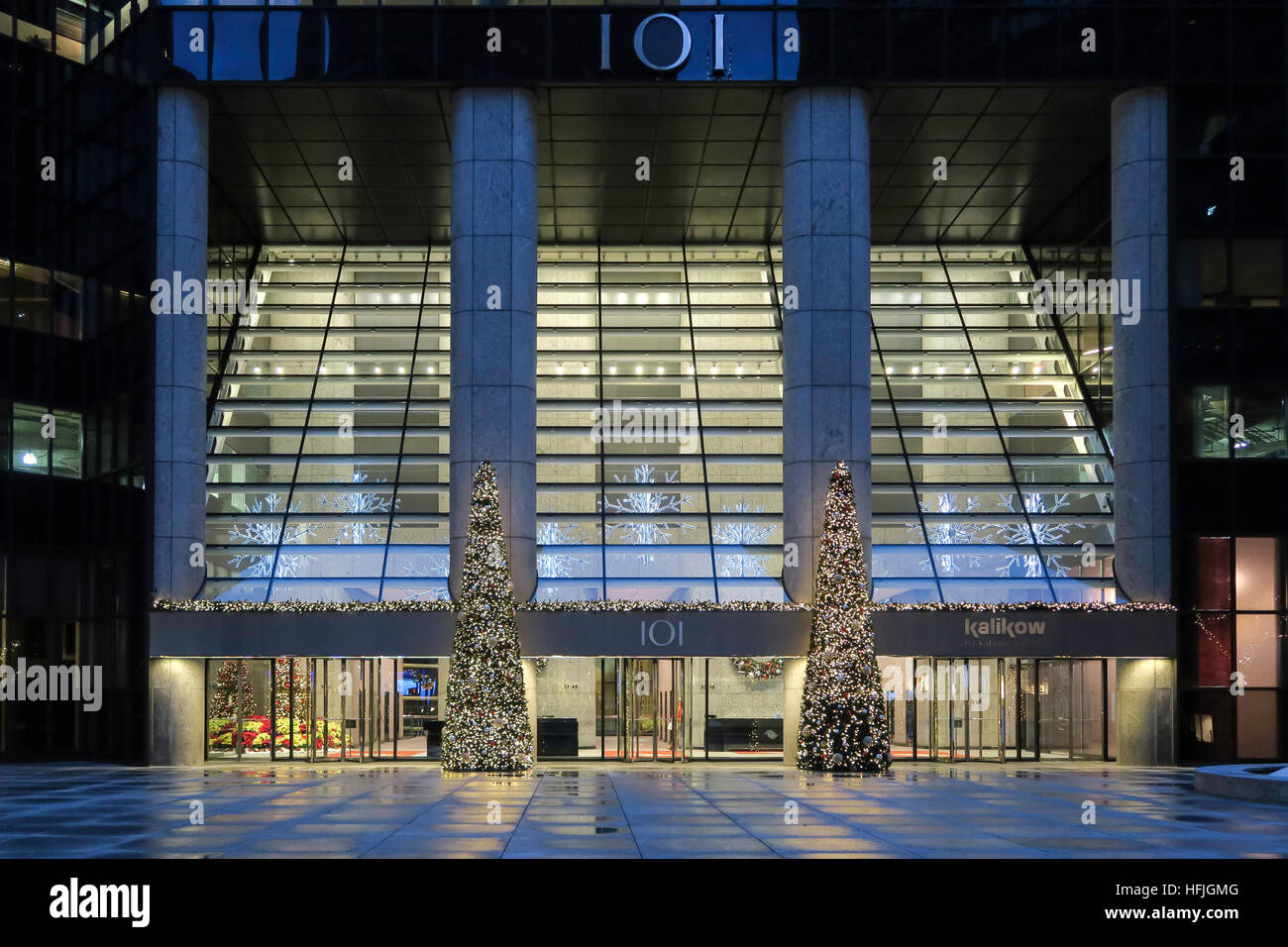 Entrance of 101 Park Avenue with Holiday Lights and Decorations, NYC ...