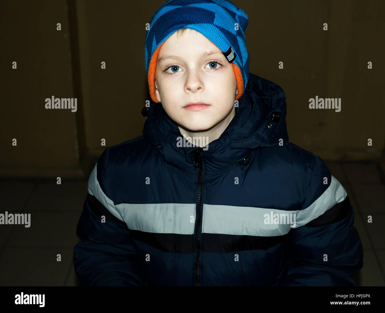 adorable little boy in winter jacket Stock Photo - Alamy
