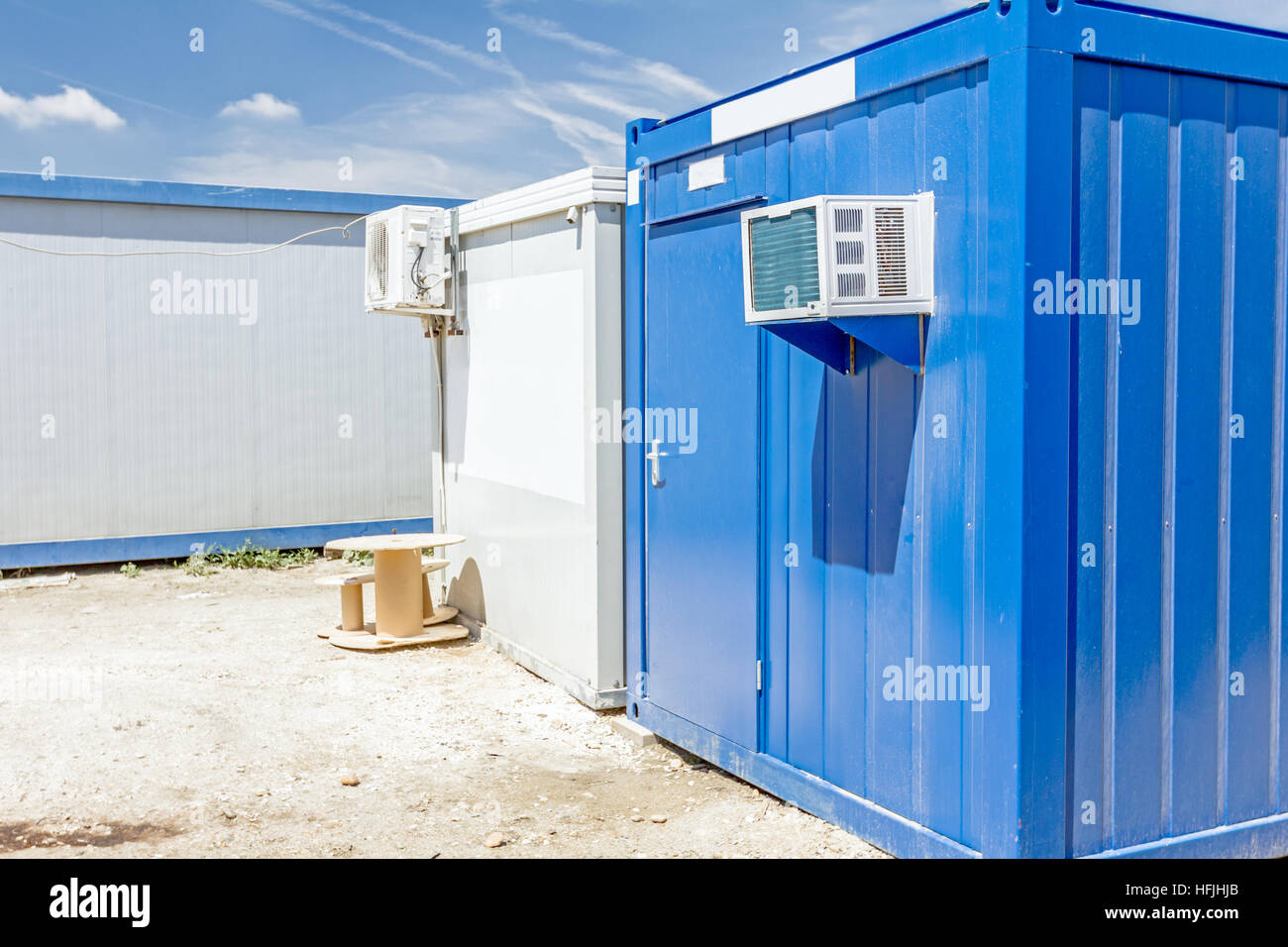 Outdoor unit, compressor, of air conditioner is placed on container ...