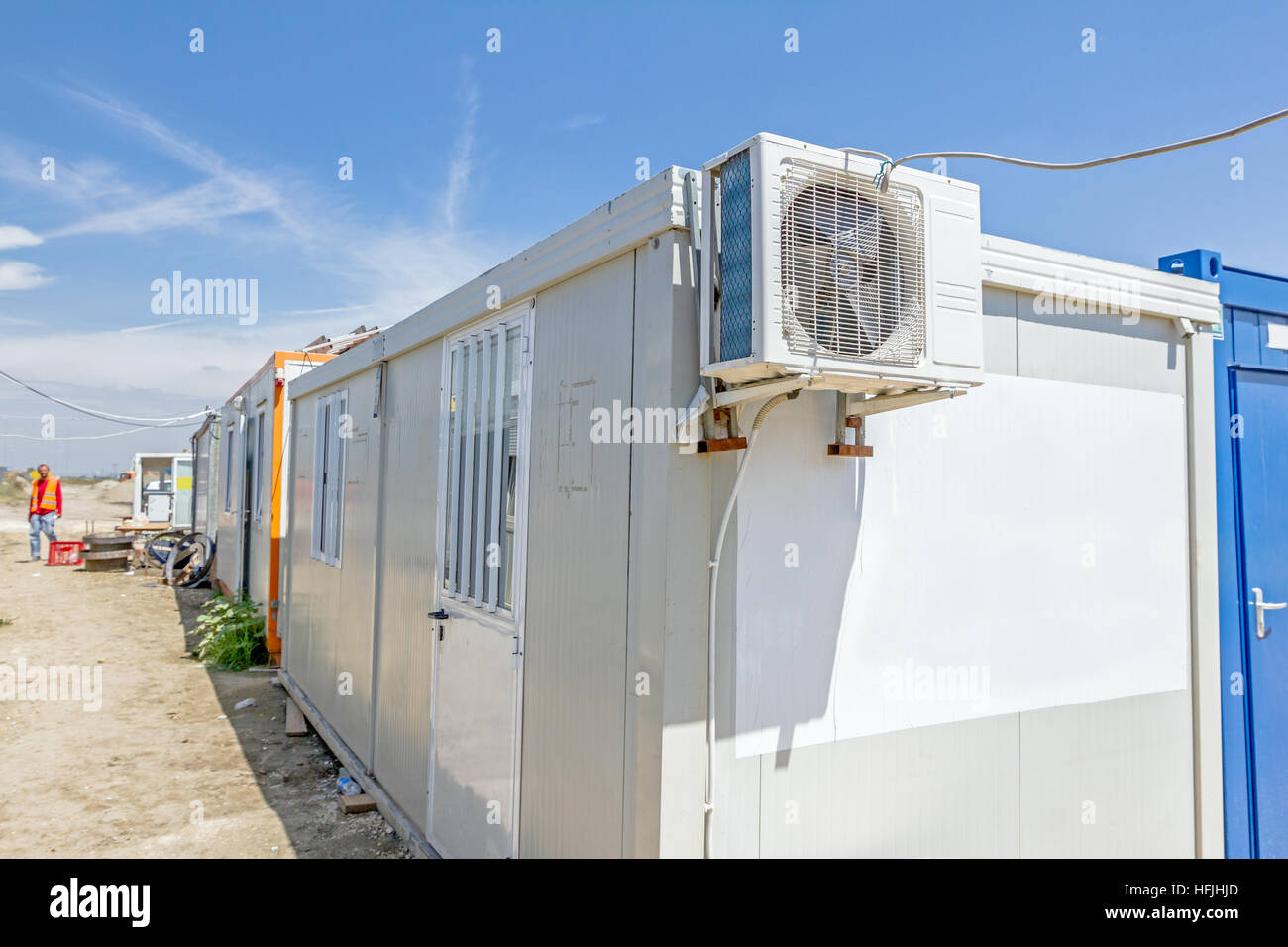Outdoor unit, compressor, of air conditioner is placed on container ...