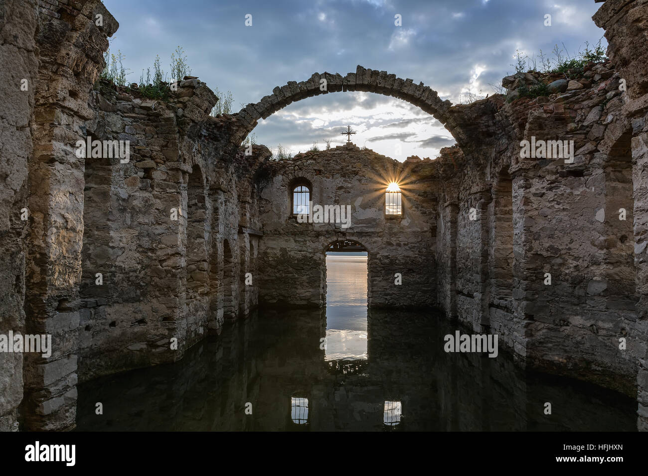 The sunken church in dam Zhrebchevo, Bulgaria Stock Photo - Alamy