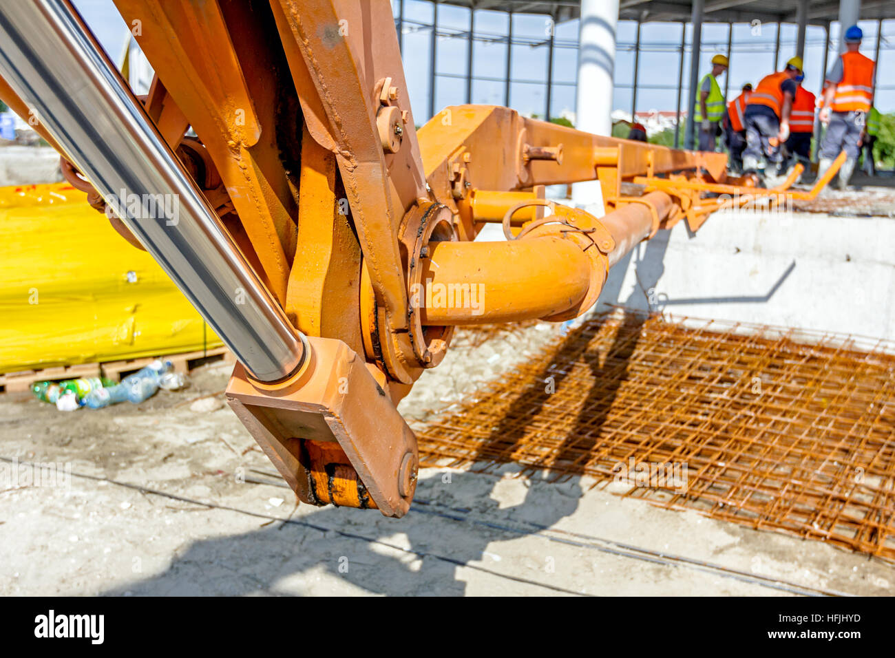 Close up detail's on truck in process of transport over elevator with ...