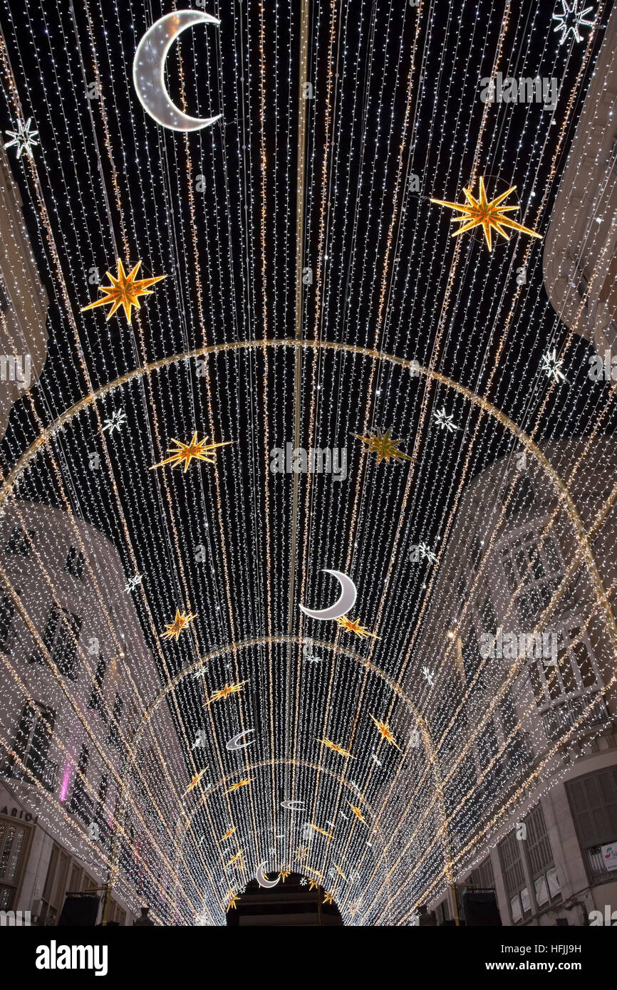 Christmas lights in Málaga in December 2016 Stock Photo - Alamy