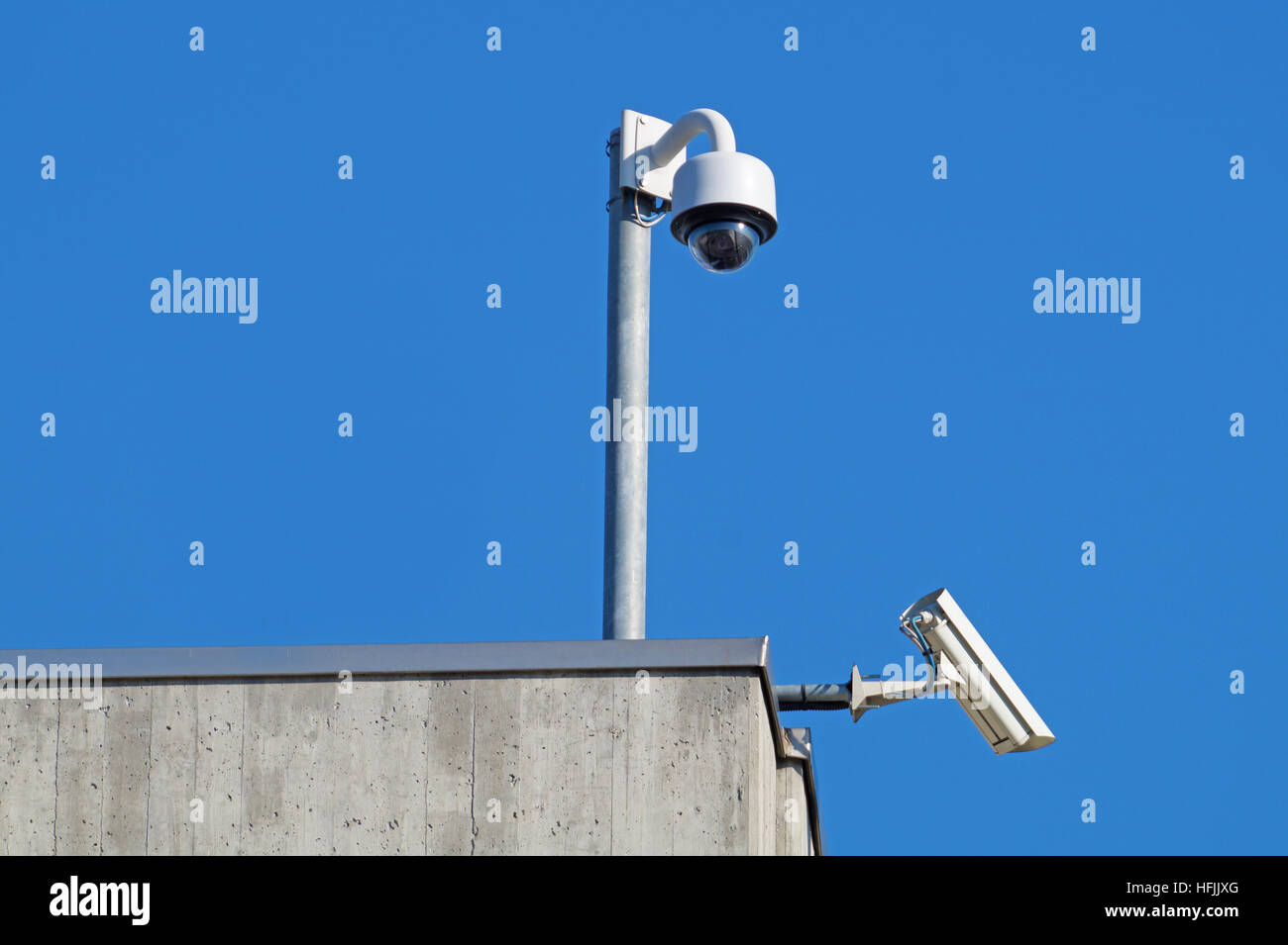 Surveillance cameras against blue sky Security Cctv Stock Photo - Alamy