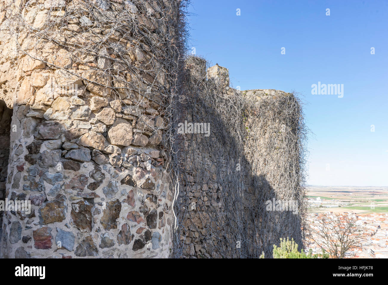 Scenic medieval castle town of Consuegra in Toledo, Spain Stock Photo ...
