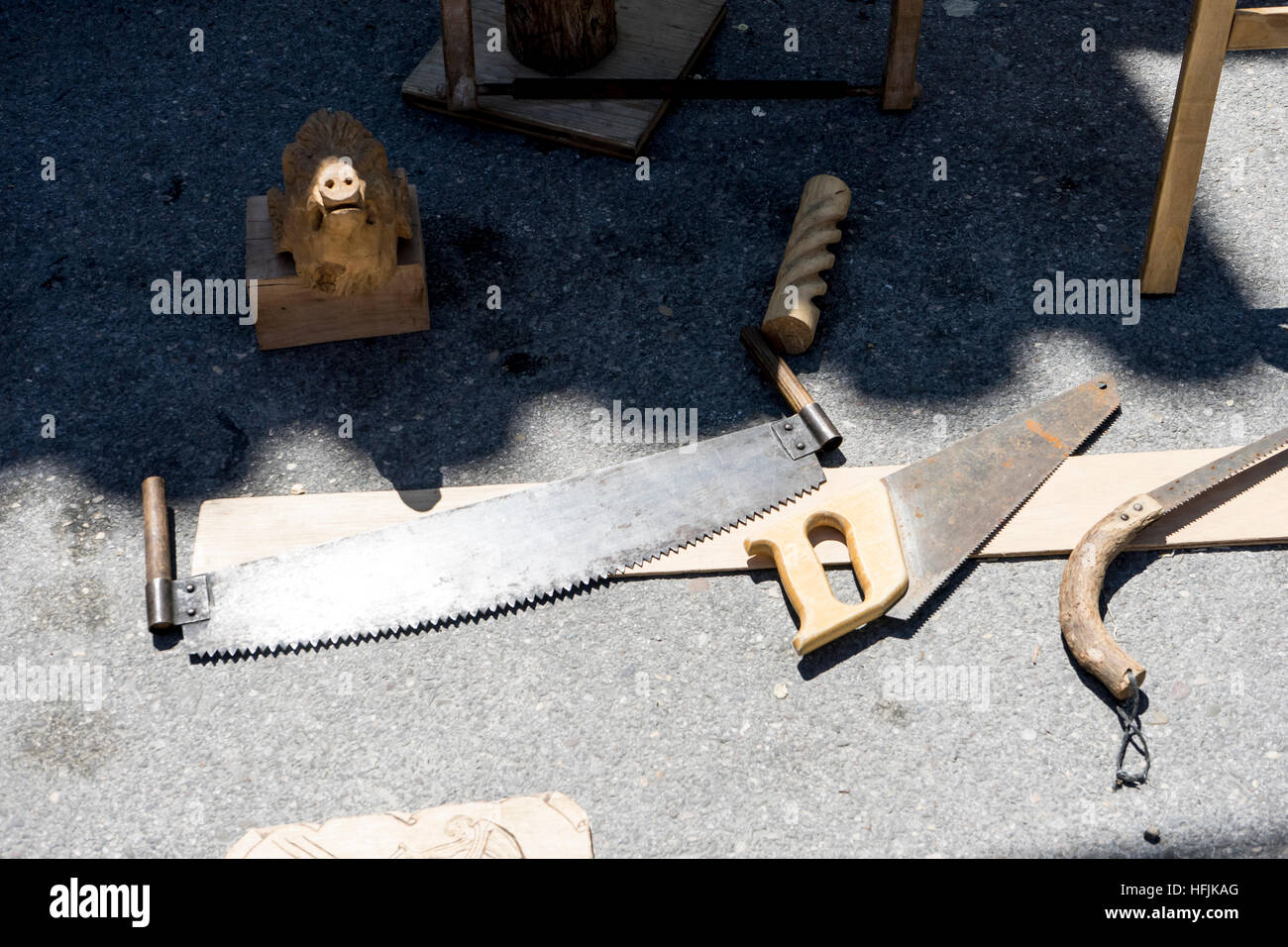 Traditional tools sculptor, wood, hammers and chisels for working stone ...