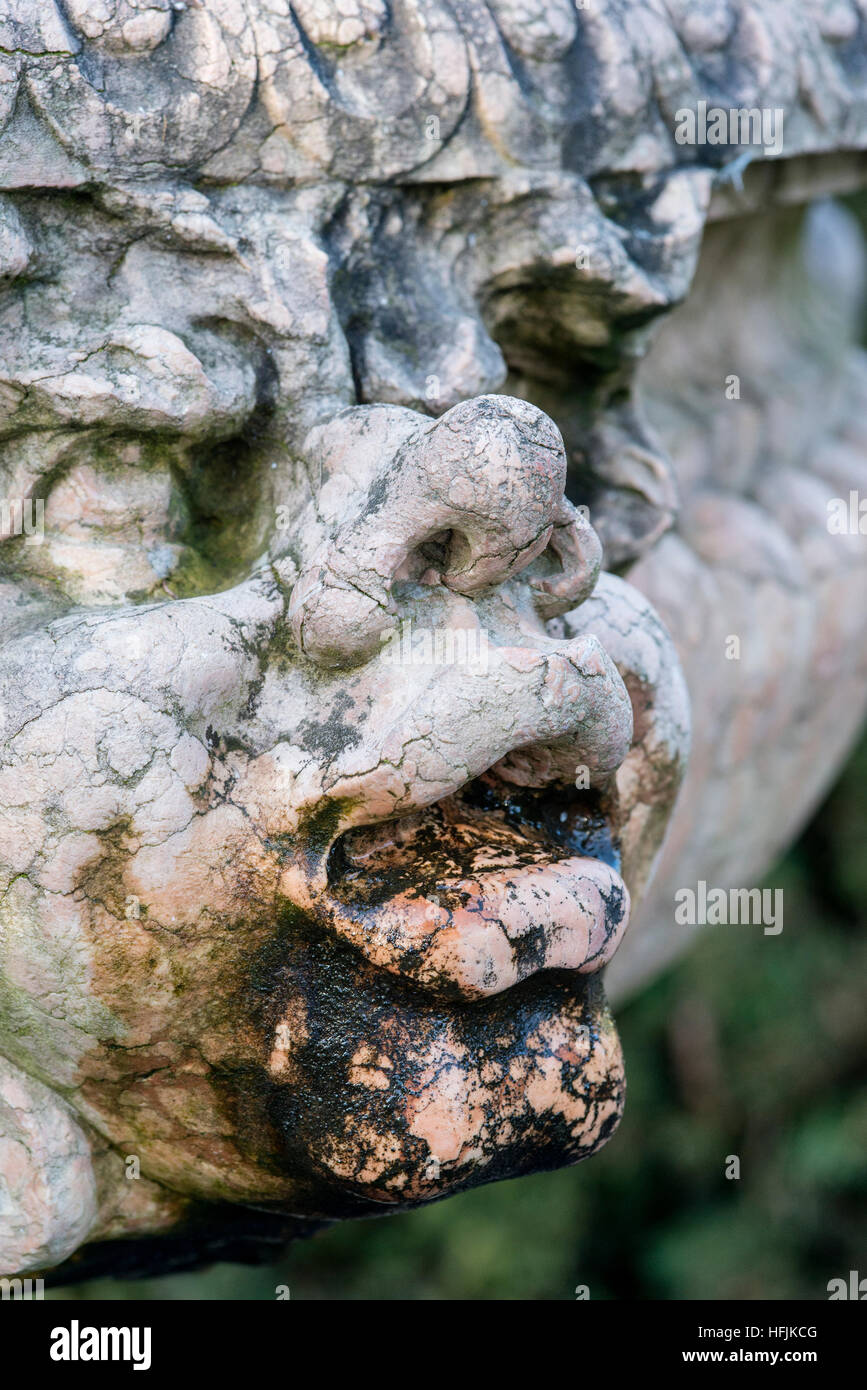 Beautiful close up portrait image of gargoyle on medieval fountain ...