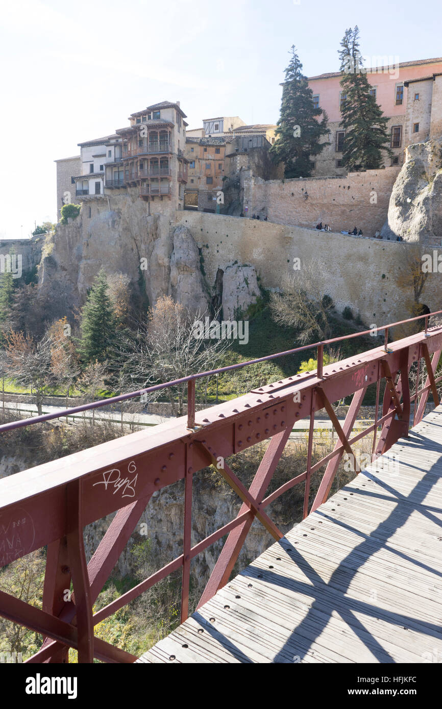 Wooden and iron bridge in the Enchanted City of Cuenca Stock Photo - Alamy