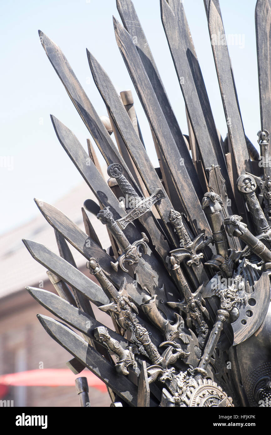 Knight, royal throne made of iron swords, seat of the king, symbol of ...