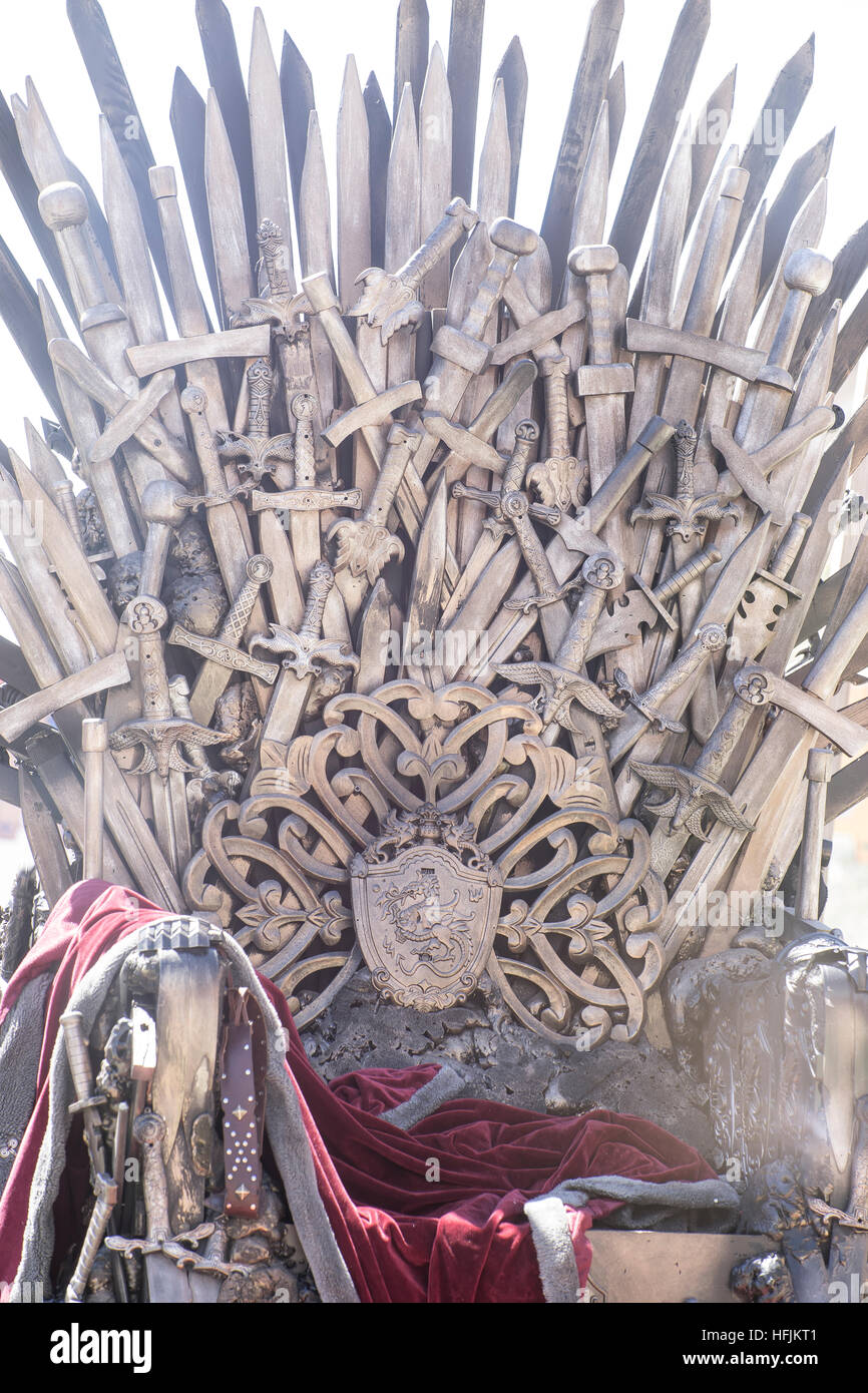 royal throne made of iron swords, seat of the king, symbol of power and ...