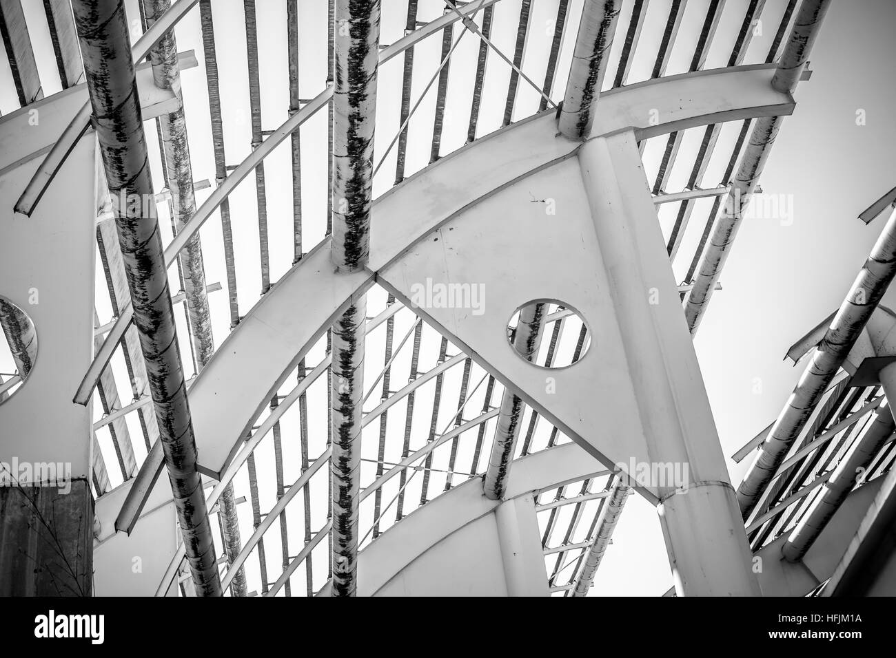 Forged steel structure, metal roof with metal bars and beams Stock ...