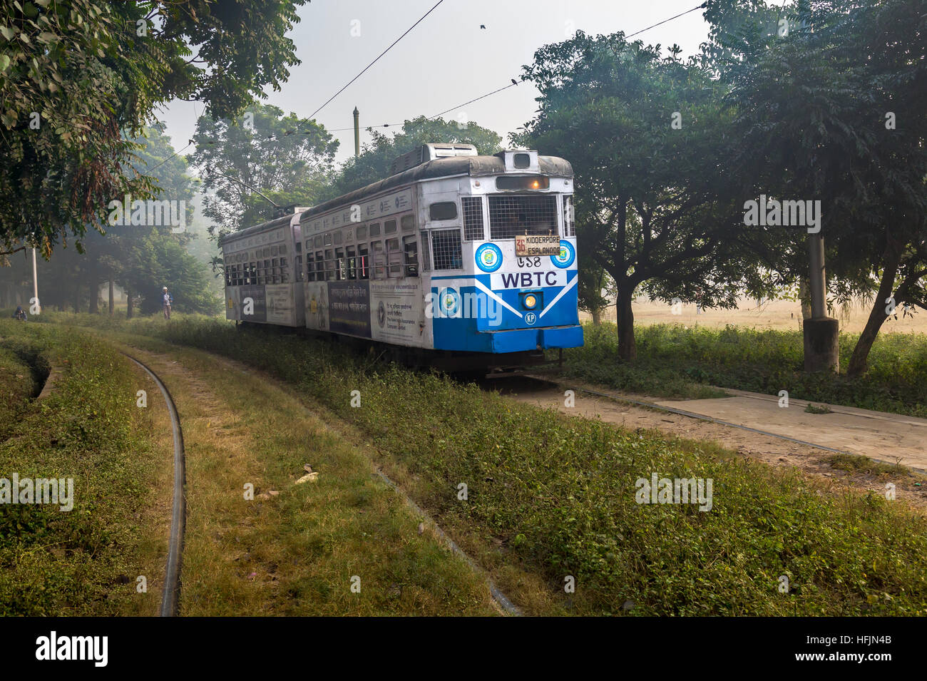 Historic Calcutta tram a mode of public transport passing through the ...