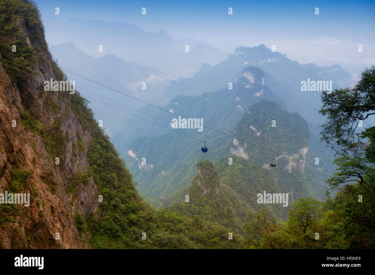 The worlds longest cable car ride at Tianmenshan or Mount Tianmen in ...