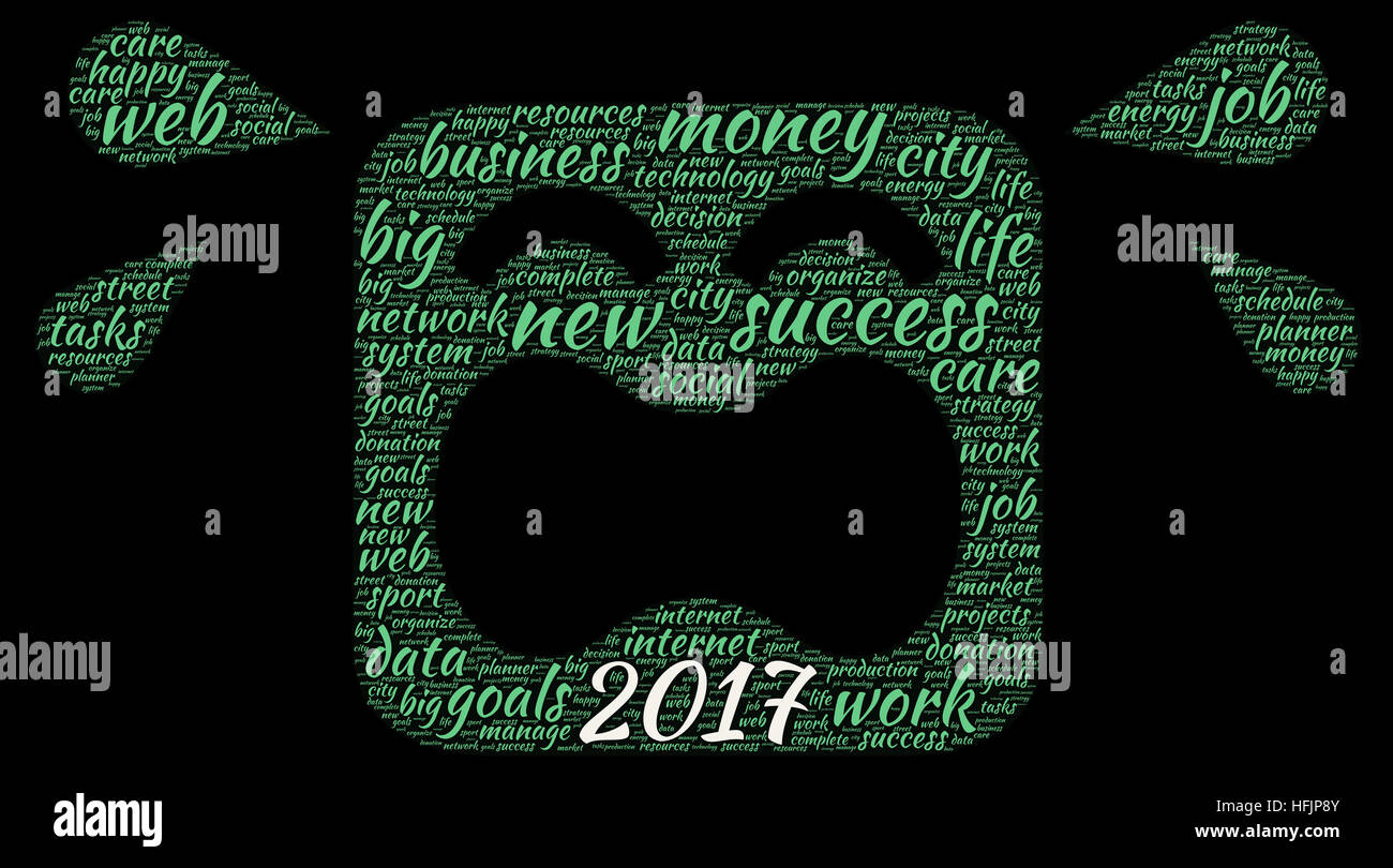 Business 2017 word cloud concept in emoticon shape Stock Photo - Alamy