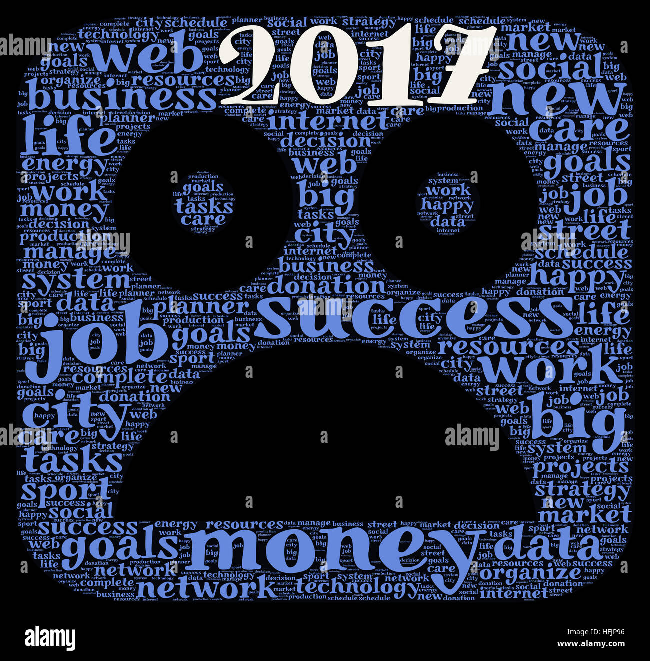 Business 2017 word cloud concept in emoticon shape Stock Photo - Alamy