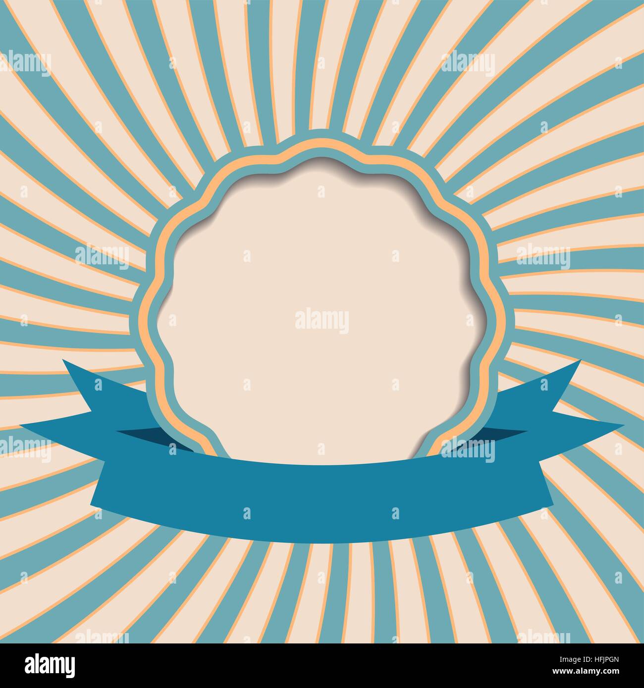 Vector round retro vintage label on sunrays background Stock Vector ...