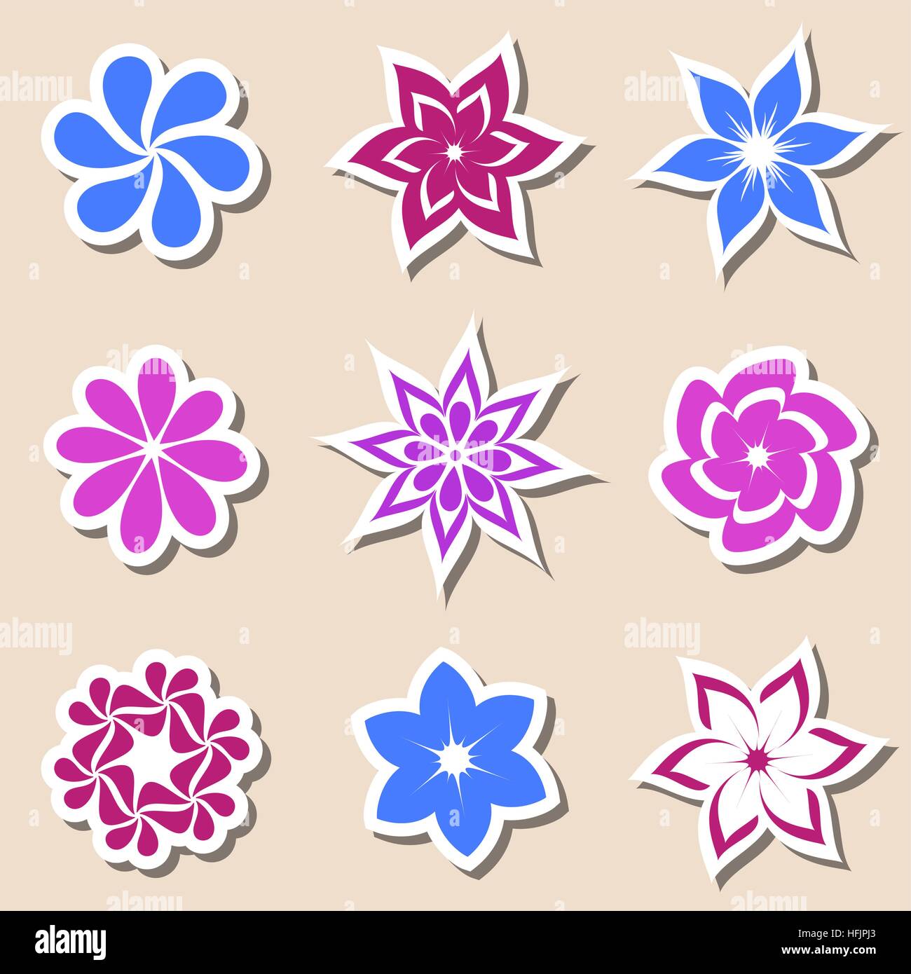 Set of various beautiful colorful vector flower labels Stock Vector ...