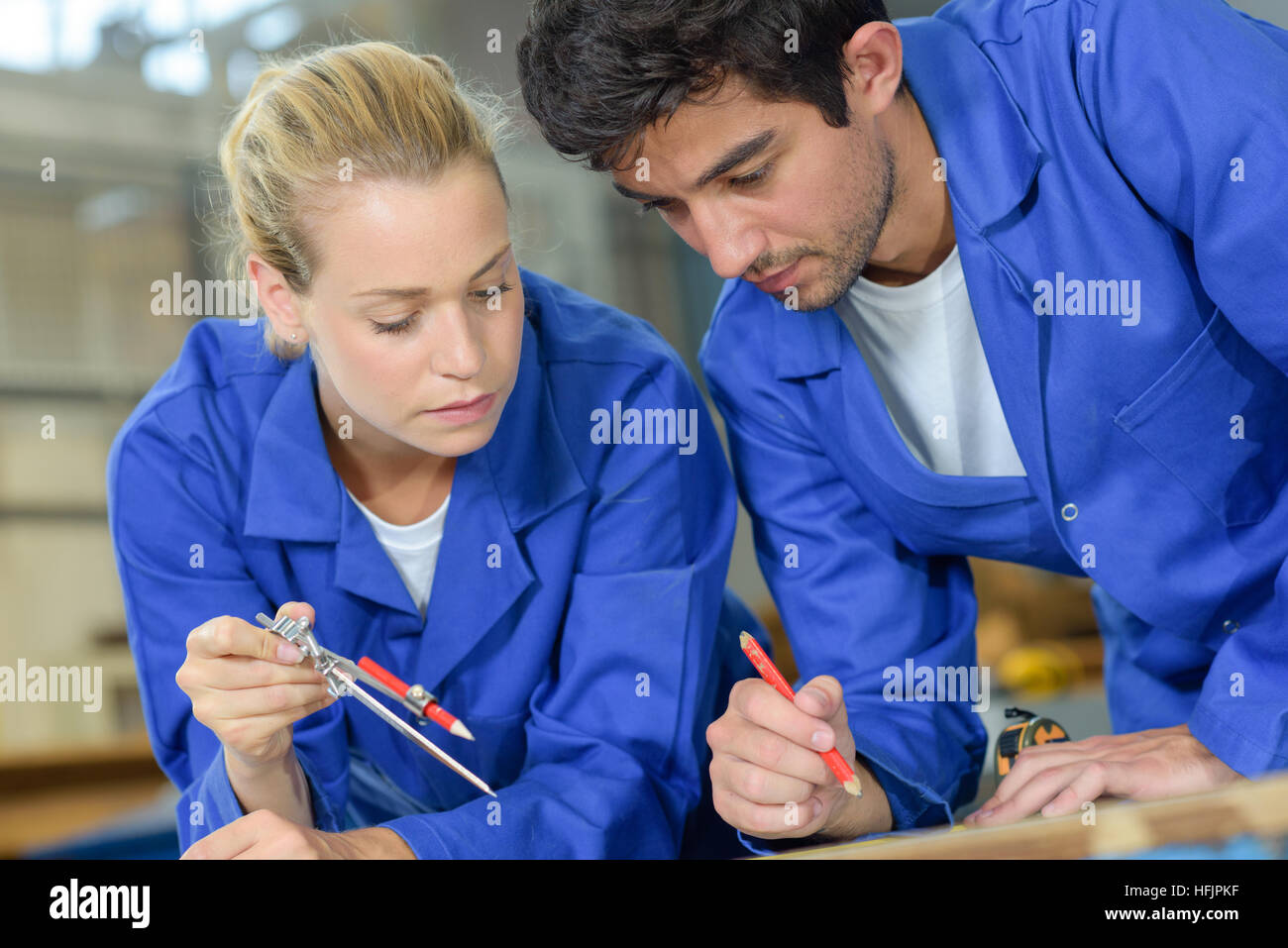 workers in carpentry workshop Stock Photo - Alamy