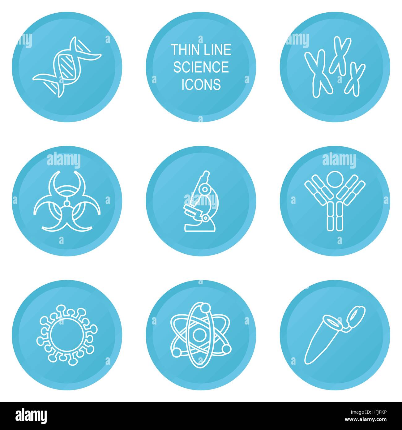 Blue modern circle thin line biology science icons Stock Vector Image ...