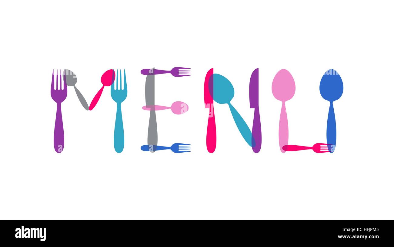 Colorful restaurant menu icon made of cutlery icons Stock Vector Image ...