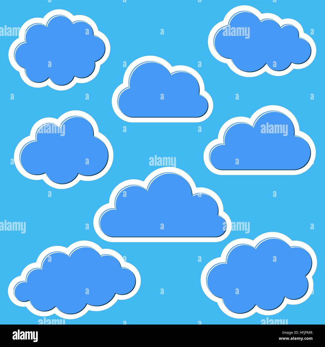 Set of various blue clouds on blue background Stock Vector Image & Art ...