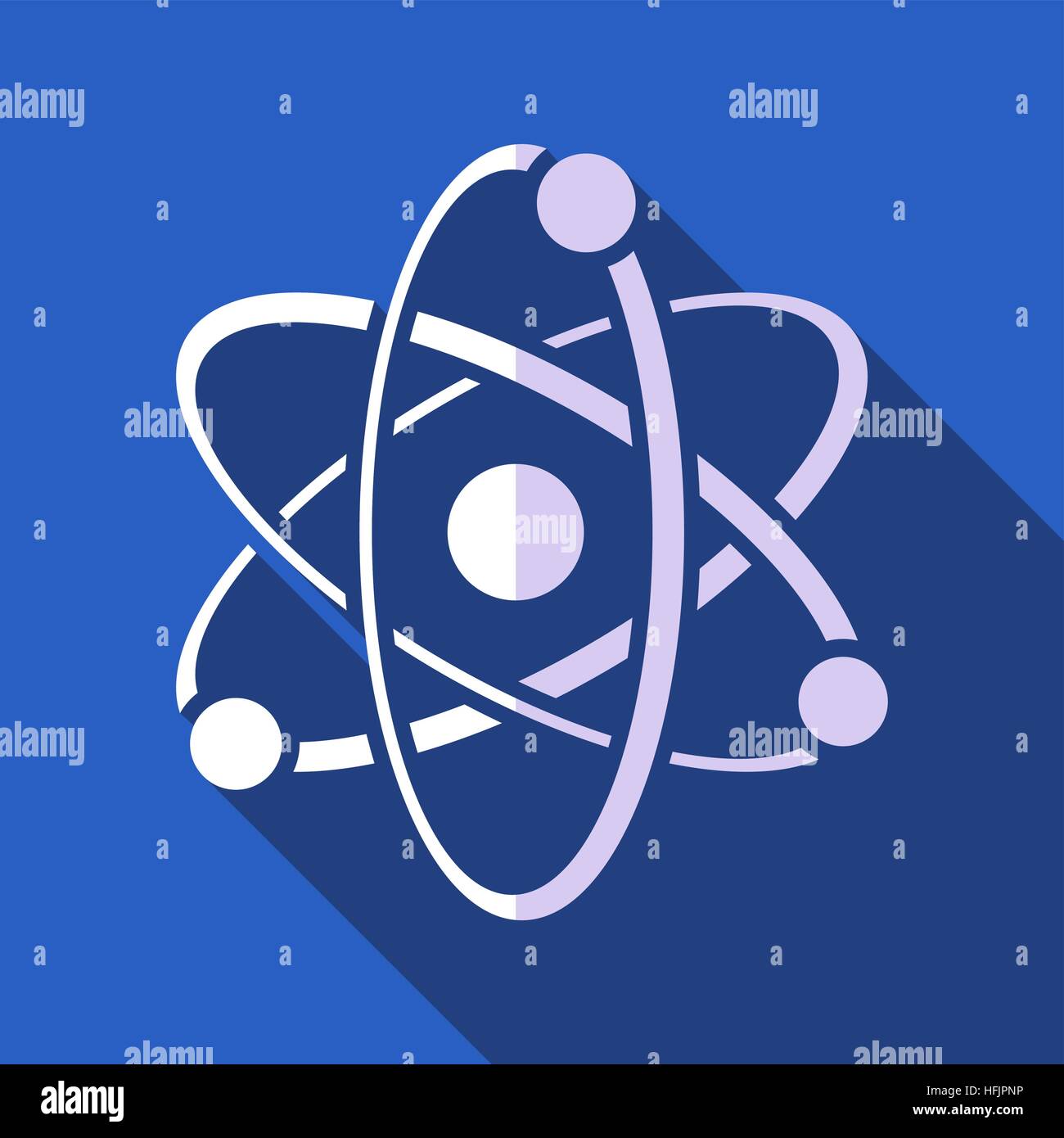 White vector atom icon on blue flat design Stock Vector Image & Art - Alamy
