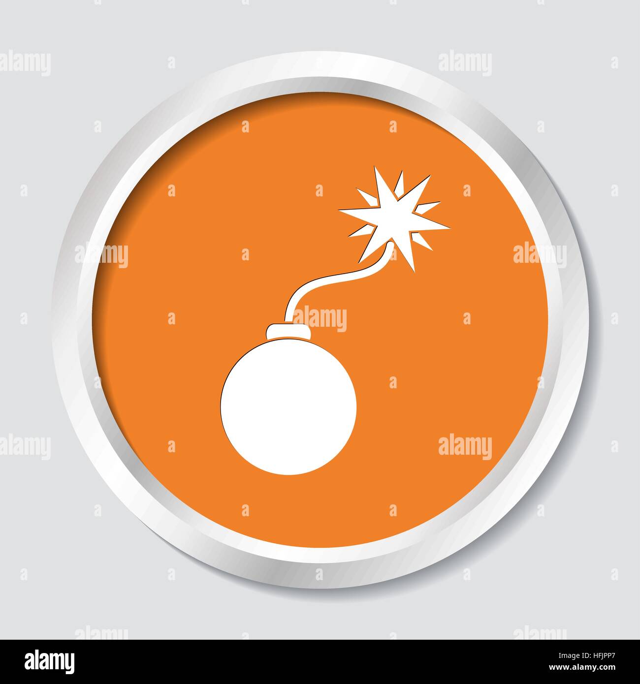 White vector bomb symbol on orange button Stock Vector Image & Art - Alamy